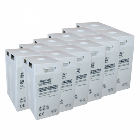 24V 500Ah AGM deep cycle battery bank (12 x 2V batteries) for large po ...
