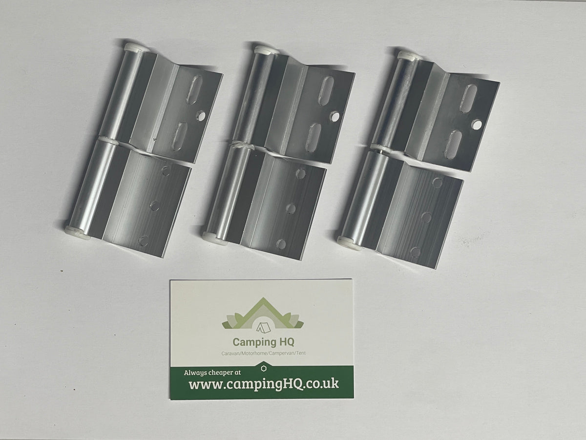 x3 Ellbee Static Caravan Door Hinges Right Hand Aluminium set of 3 sil ...
