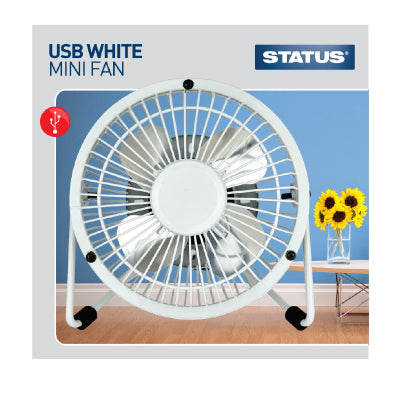 Status 4 Usb Mini Fan White Metal (4 Per Box) – Camping HQ UK